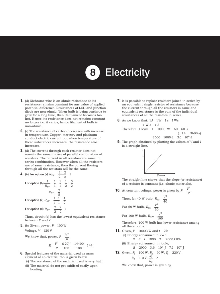 ICSE Class X Physics: Resistance Concepts | PDF | Electrical Resistance ...