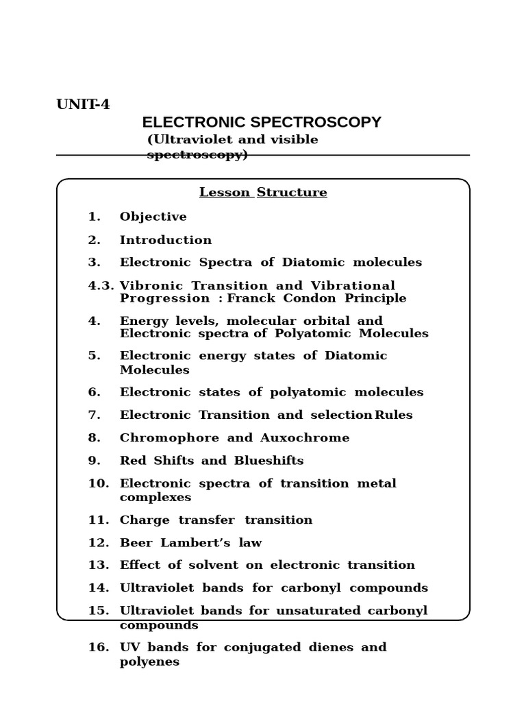 Electronic Spectros | PDF | Energy Level | Spectroscopy