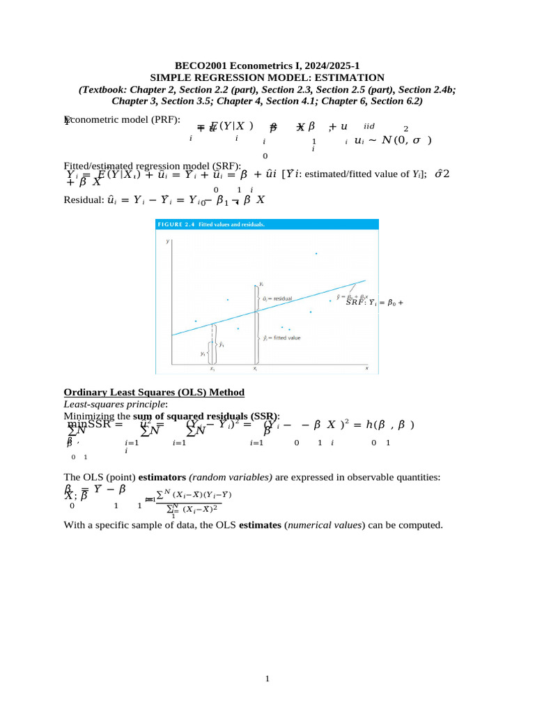 Simple Regression Model - Estimation | PDF | Ordinary Least Squares | Estimator