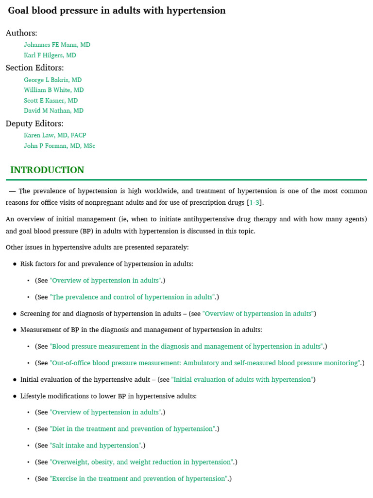 Goal Blood Pressure in Adults With Hypertension | PDF