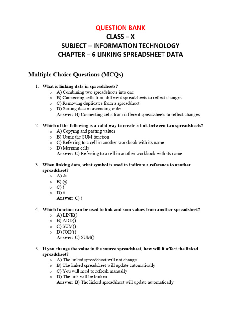Class X Question Bank Information Technology Chapter - 6 | PDF ...