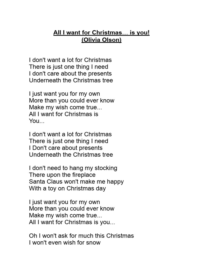 All I Want for Christmas Lyrics | PDF