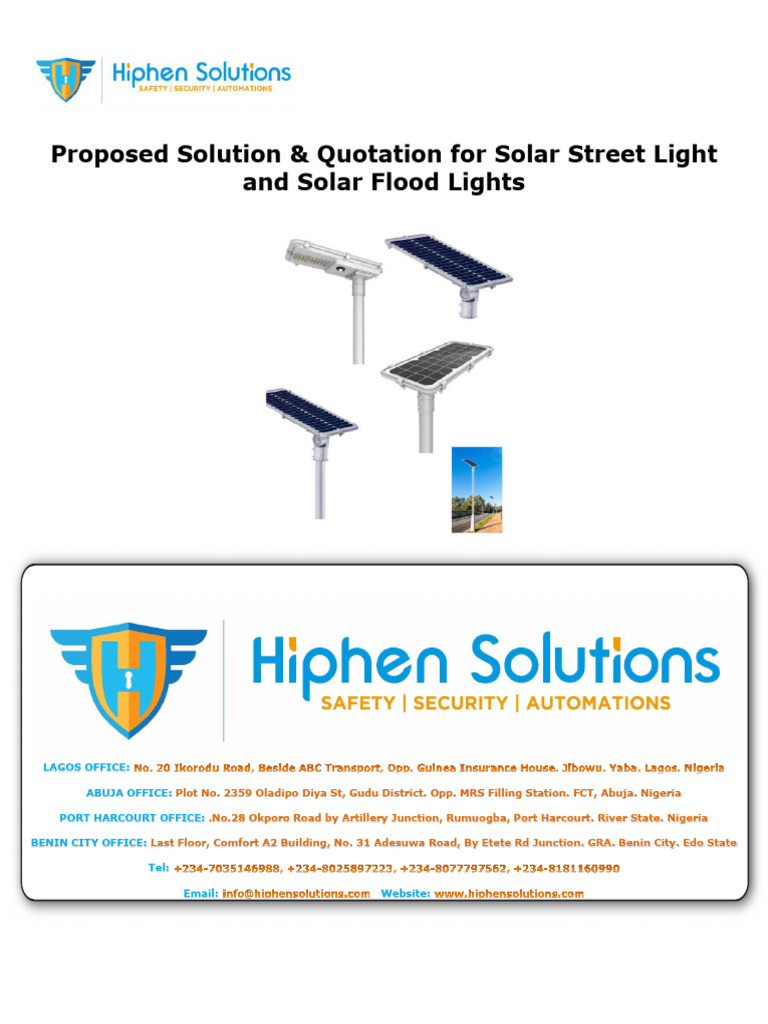 September 2024 - Proposed Solution and Quotation for Solar Street Light ...