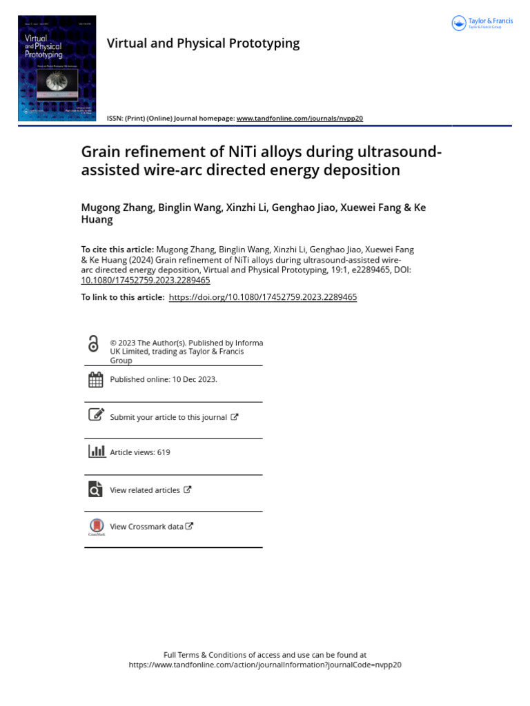 2024 - Ultrasound Assisted WAAM - Later | PDF | Fracture | Ultrasound