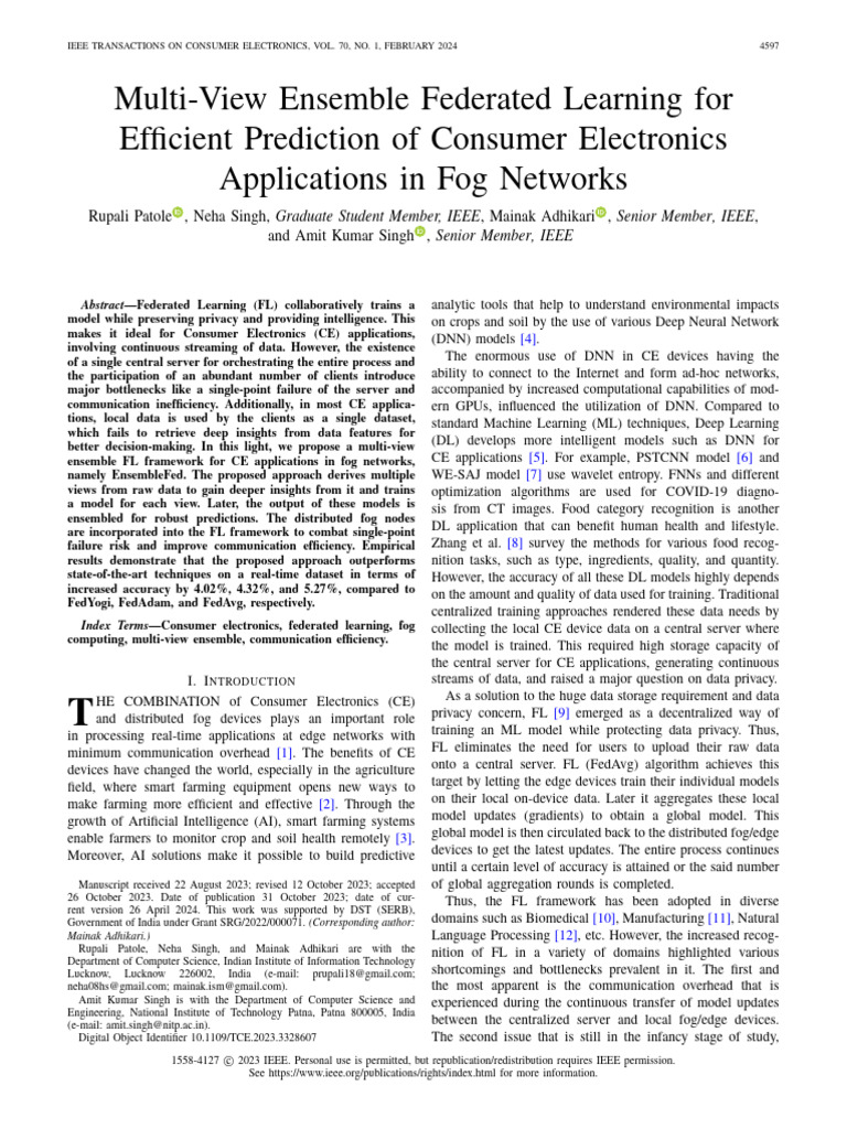Multi-View Ensemble Federated Learning For Efficient Prediction of Consumer Electronics ...