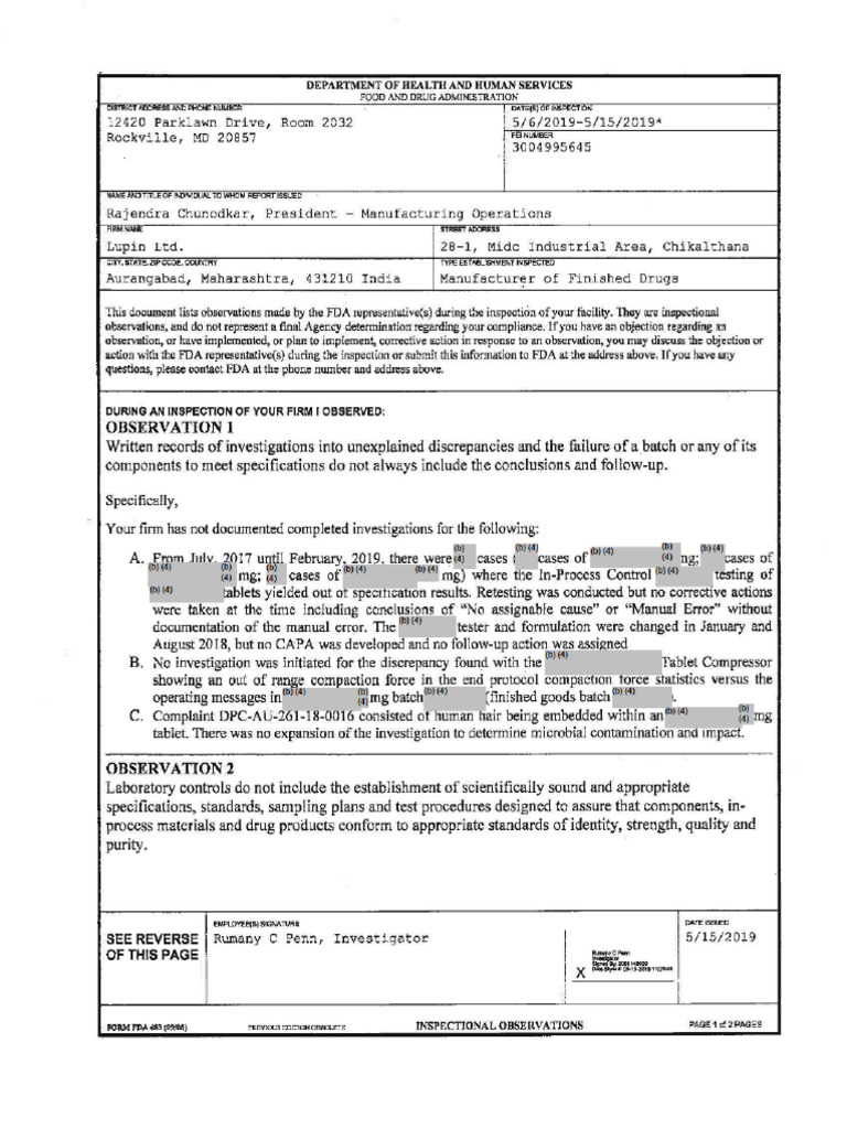 Lupin LTD India 483 | PDF