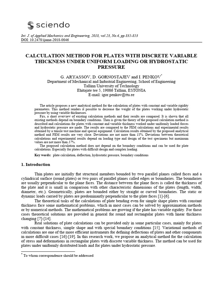 Calculation Method For Plates With Discrete Variab | PDF | Mathematical ...