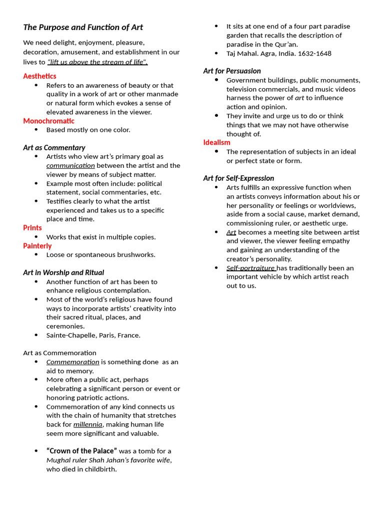 The Purpose and Function of Art | PDF | Art