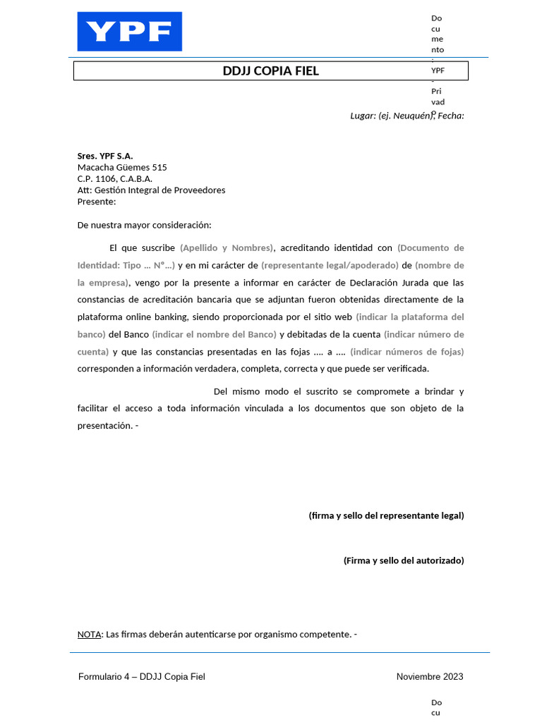 Formulario 04 - DDJJ Copia Fiel | PDF