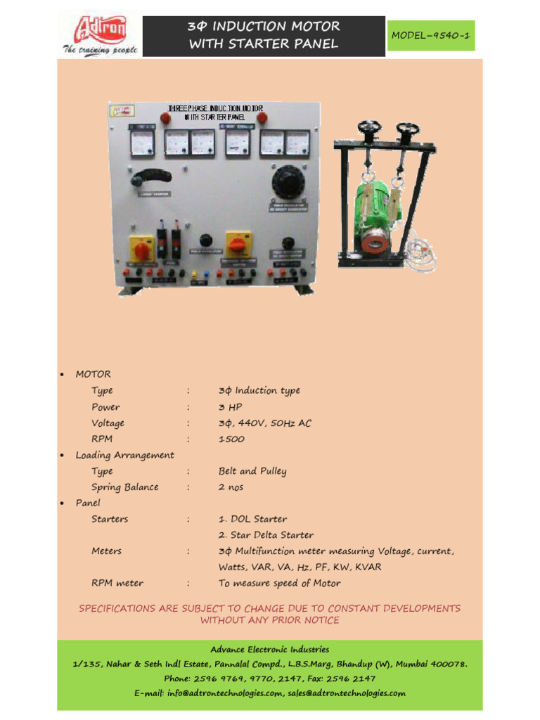 9540-1 - 3 Phase Induction Motor With Starter Panel | PDF | Technology ...