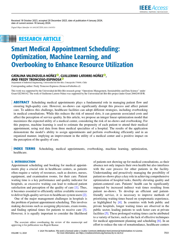 Smart Medical Appointment Scheduling Optimization Machine Learning and ...