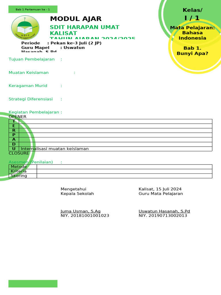 Template MODUL AJAR | PDF
