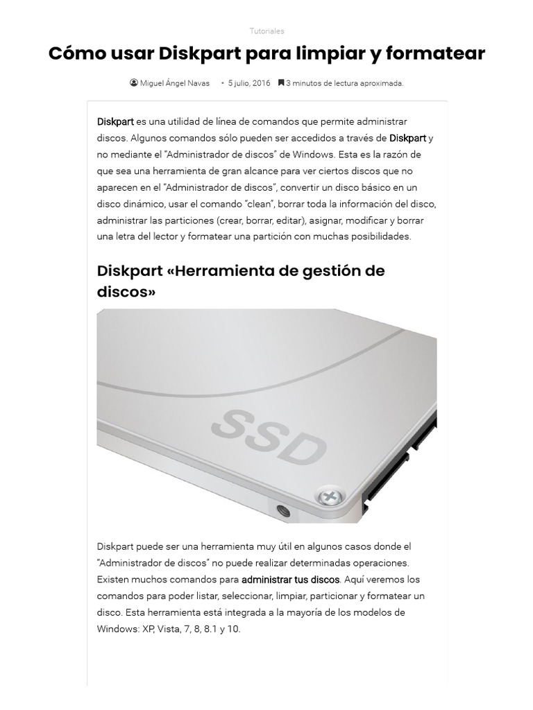 Cómo Usar Diskpart para Limpiar y Formatear | PDF | Arquitectura de Computadores | Software
