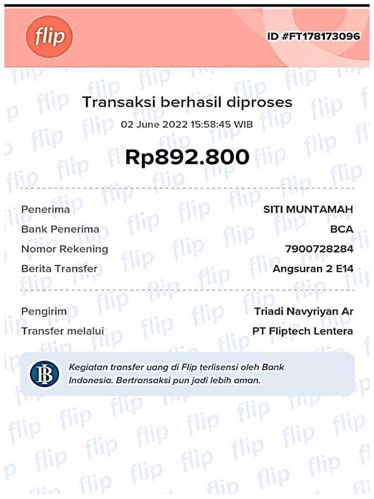 Bukti Pembayaran Angsuran 2 Tanah Amartha Land Blok E-14 | PDF