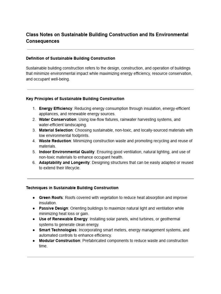 Sustainable Building Construction Overview | PDF | Green Building ...