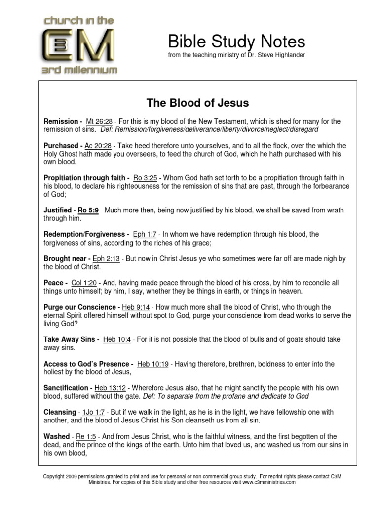 Bible Study on the Blood of Jesus | PDF | Salvation | Religious Belief ...