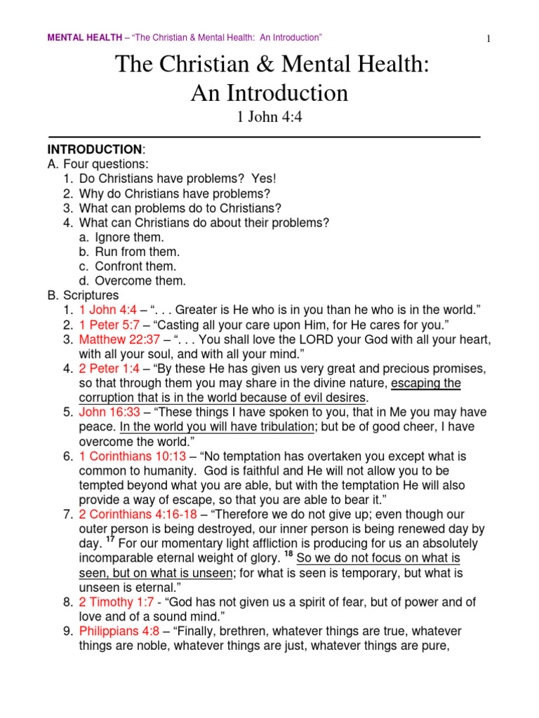 The Christian & Mental Health: An Introduction: 1 John 4:4 | PDF ...