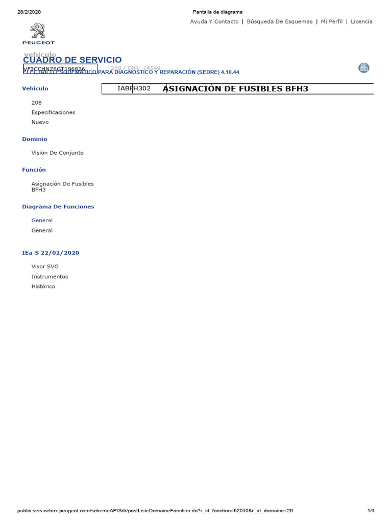 PEUGEOT 208 ESQUEMA BFH3 ESQUEMA VF3CCHNZ6GT196826 | PDF
