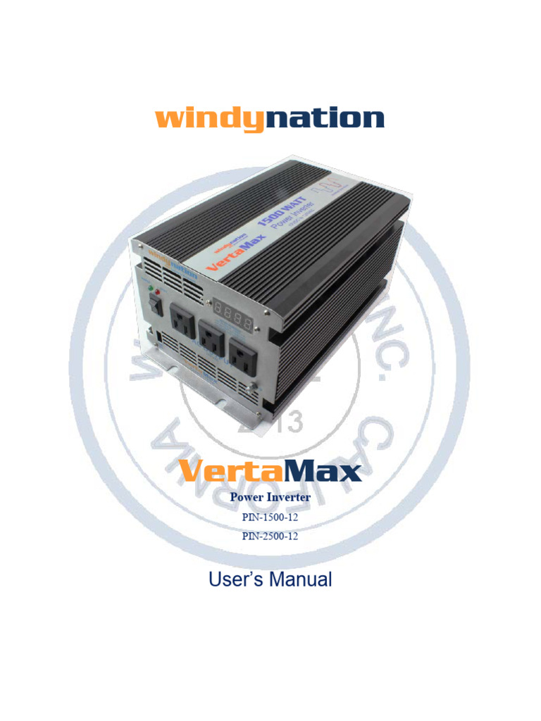 VertaMax Owners Manual - R1-1 | PDF | Power Inverter | Direct Current
