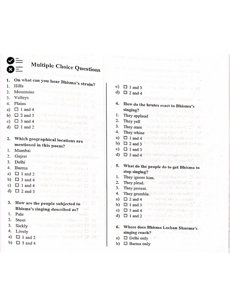 Power of Music MCQs and Questions | PDF