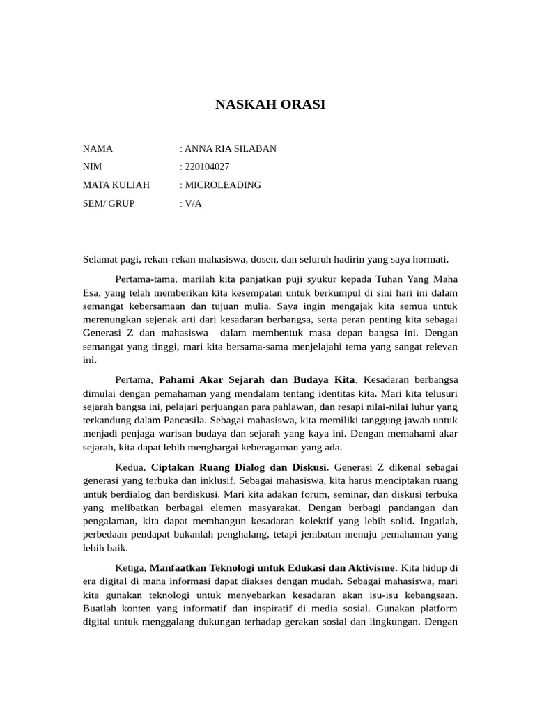 Naskah Orasi | PDF