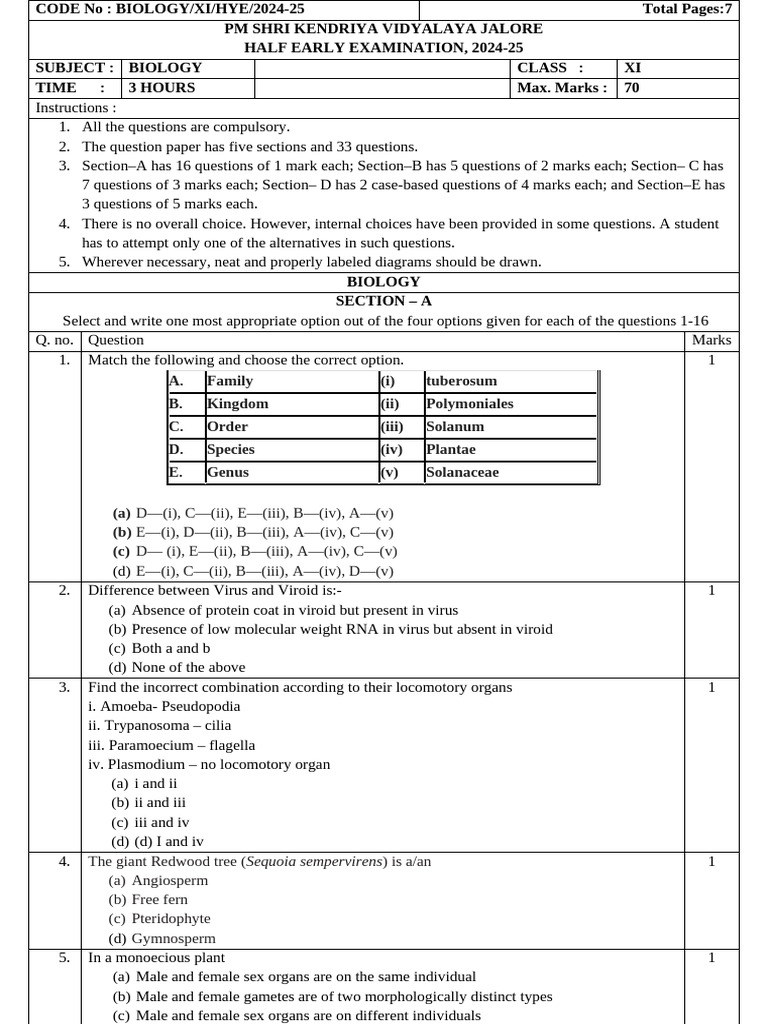 Hye Class Xi Bio 2024-25 | PDF | Sex | Sequoia Sempervirens