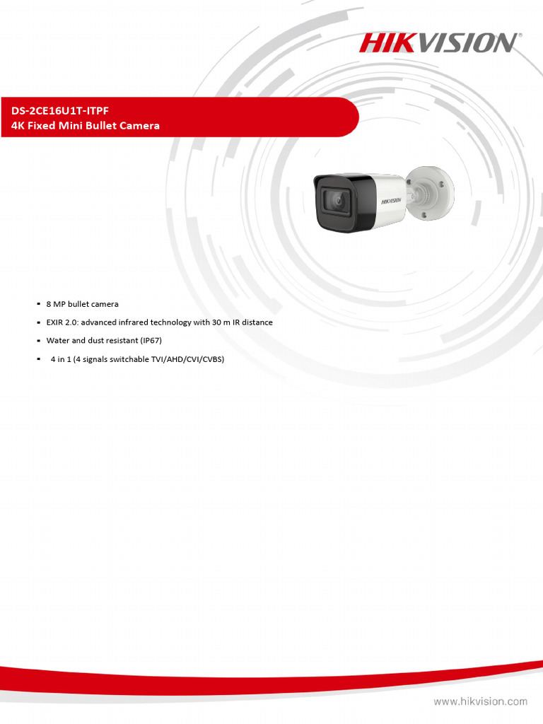 Ds 2ce16u1t Itpf Datasheet 20230807 | PDF