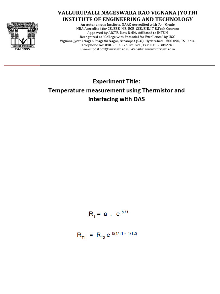 Thermistor-Based Temperature Measurement | PDF | Electrical Resistance ...