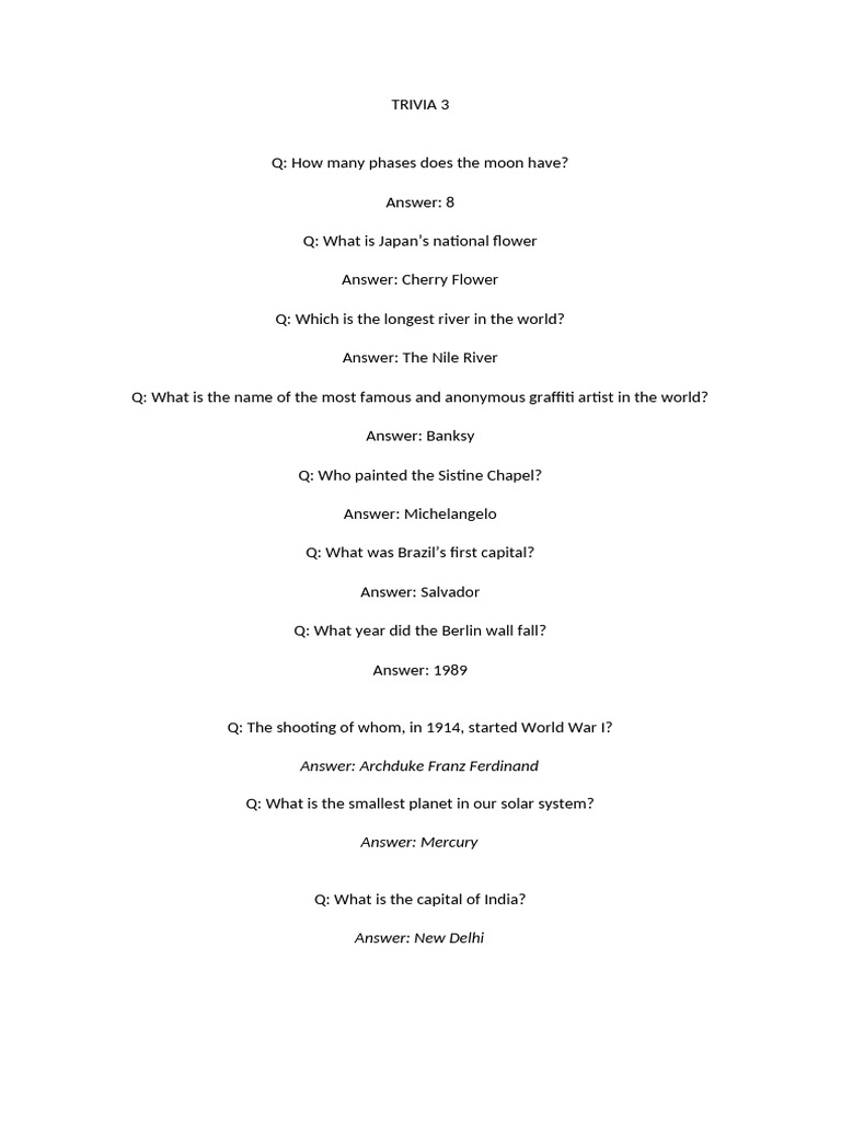 Trivia 3 | PDF
