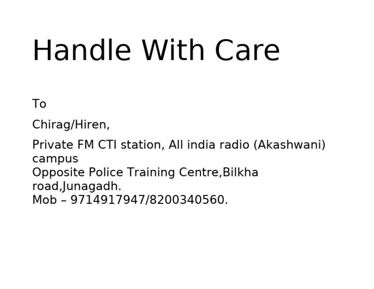 Handle With Care | PDF