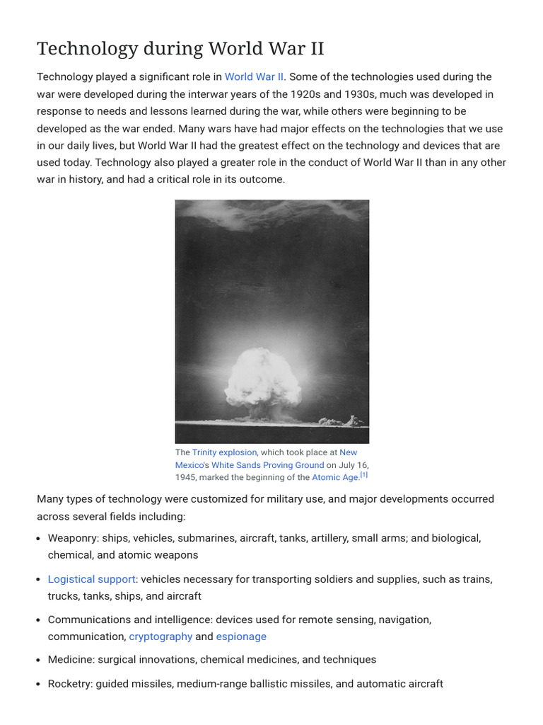 Technology During WWII | PDF | Manhattan Project | Tanks