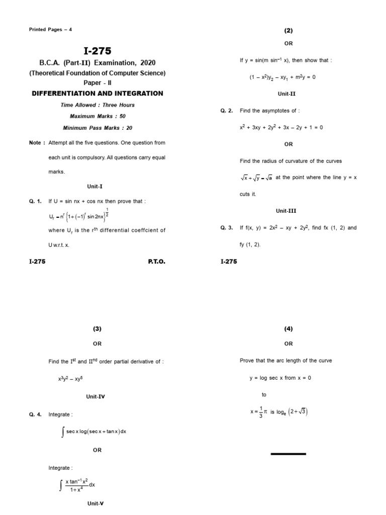 bca-part-2-differentiation-and-integration-1-275-2020 | PDF | Metric Geometry | Manifold