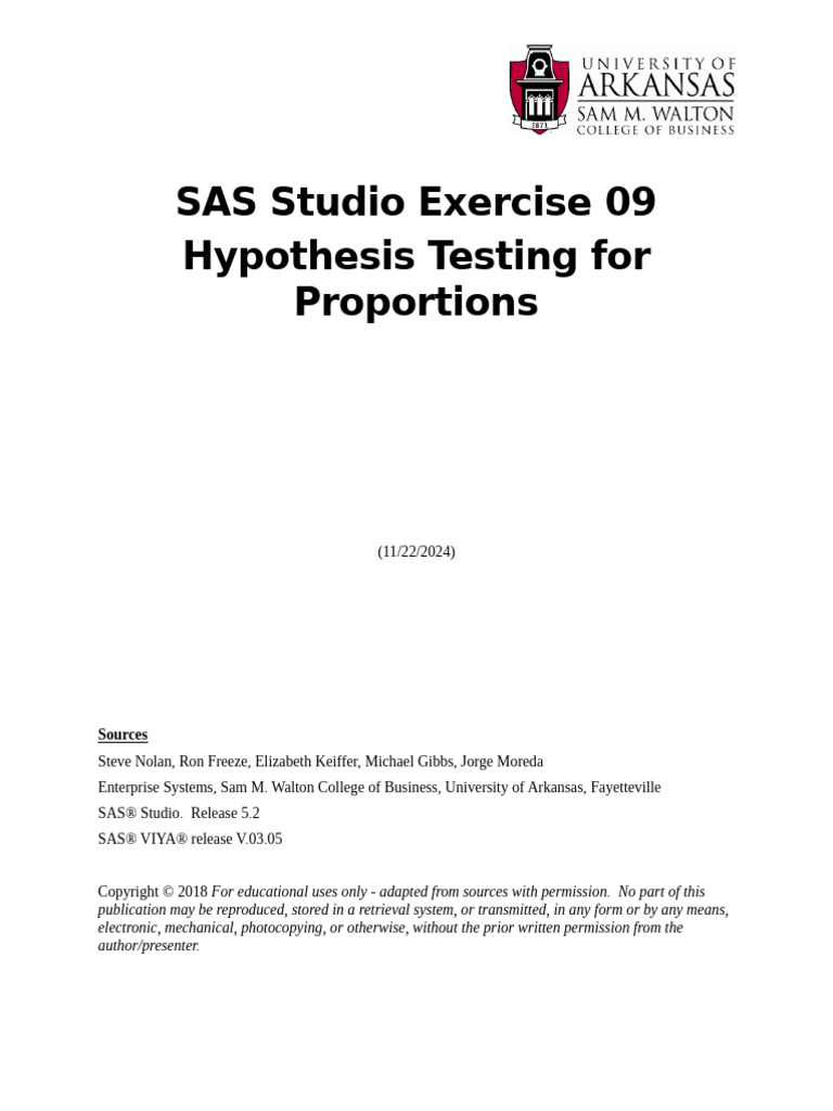 SAS Studio 09 Hypothesis Testing For Proportions | PDF | Statistics ...