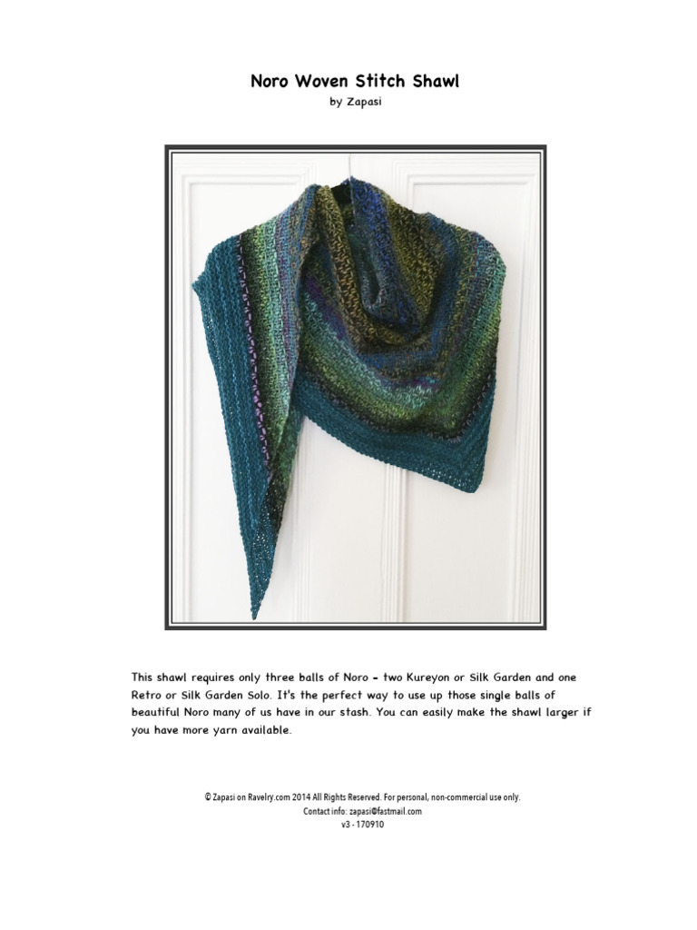 Noro Woven Stitch Shawl Pattern | PDF | Knitting | Yarn