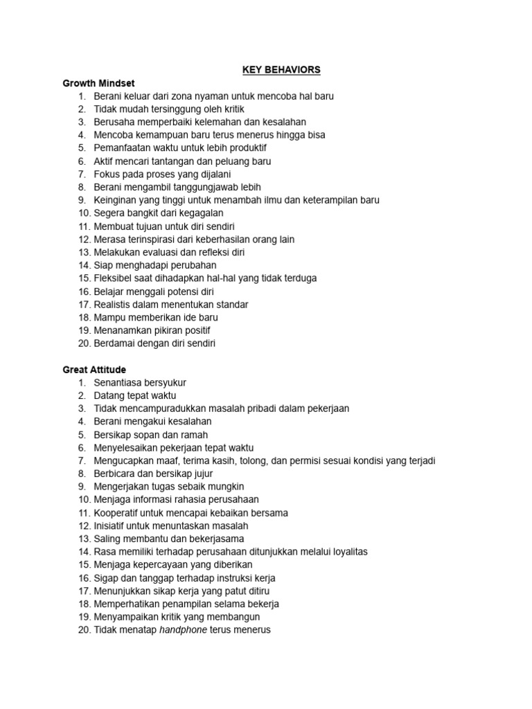 Key Behaviors | PDF