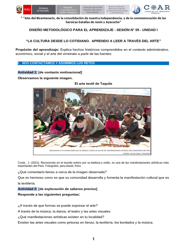 DMpA #5 - 3RO - CCSS - 1ra UNIDAD | PDF | España | Perú