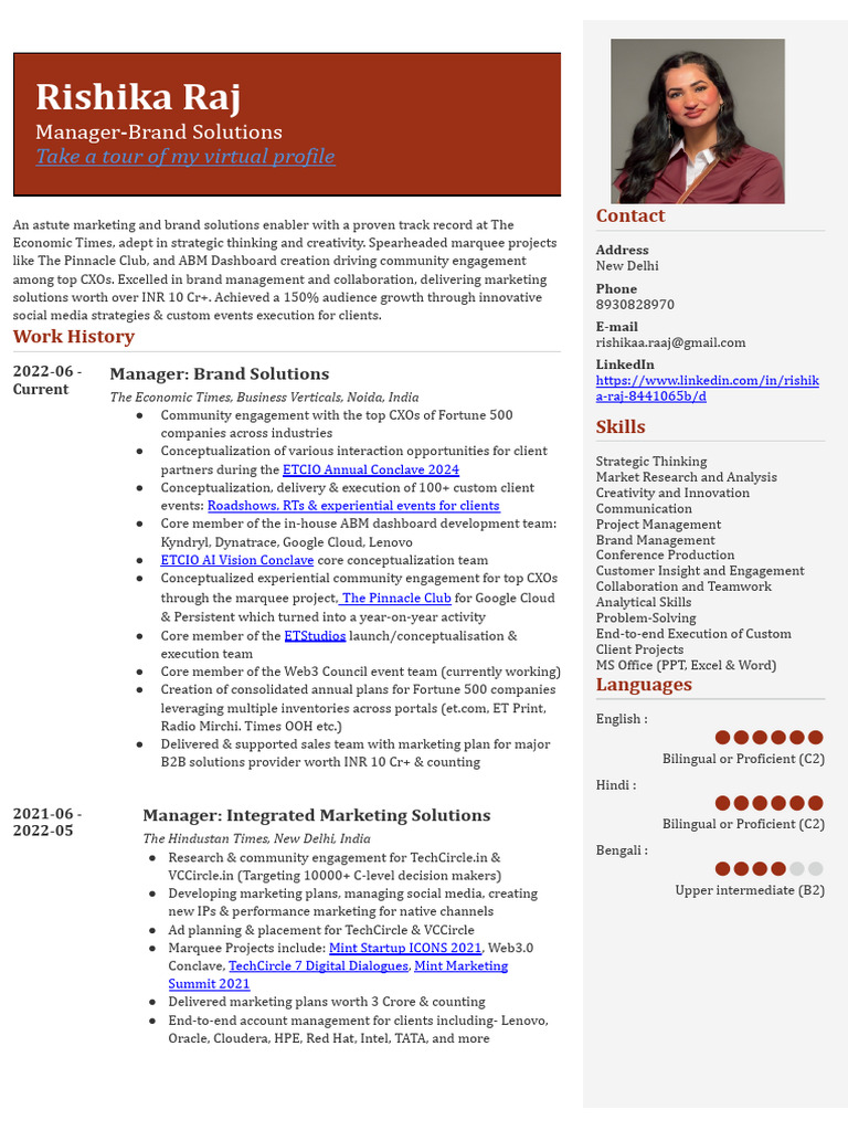 Rishika - Raj - Resume - With Link Integrations - V7 | PDF | Human Communication | Business ...