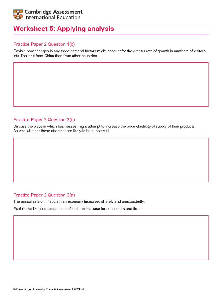 AO2 Worksheet 5 Applying Analysis | PDF | Business