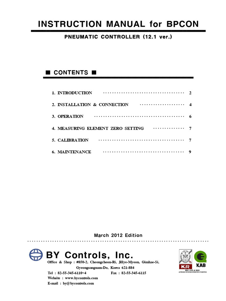 3) Bpcon Controller Manual | PDF | Calibration | Valve
