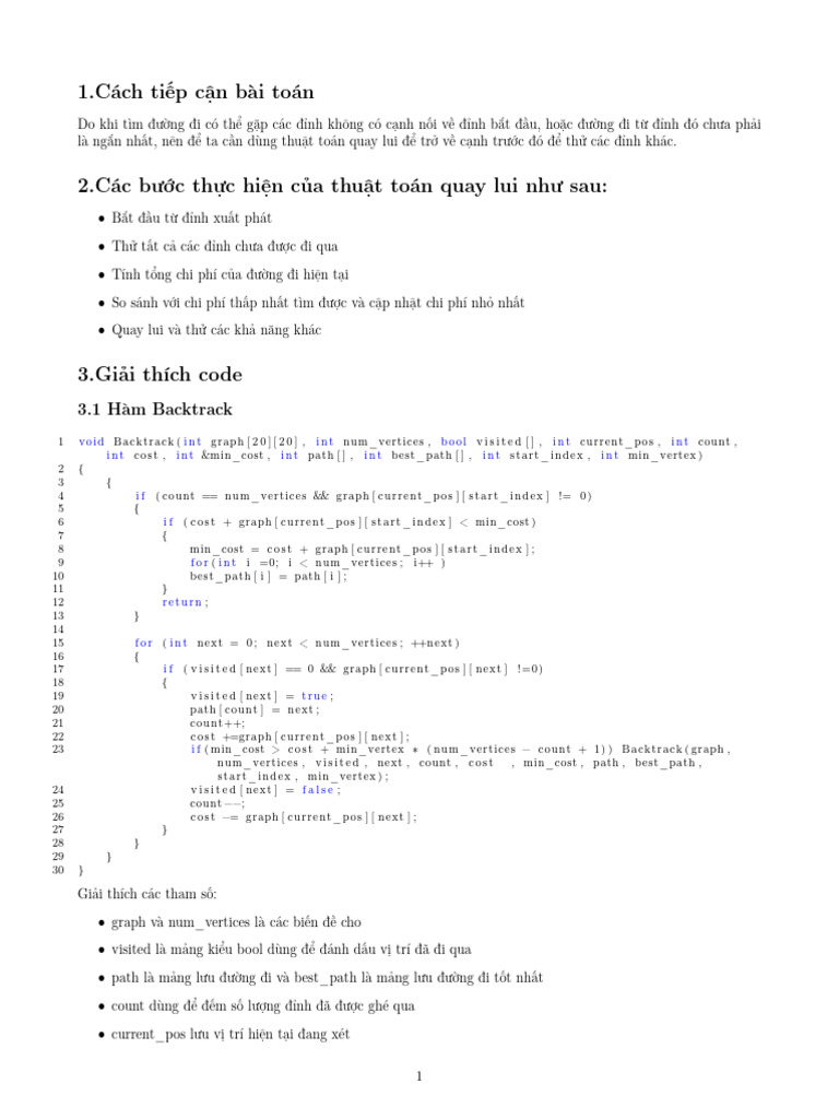 1.Cách tiếp cận bài toán: 3.1 Hàm Backtrack | PDF