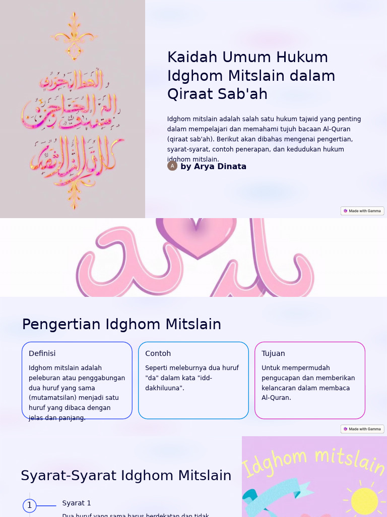 Hukum Idghom Mitslain dalam Qiraat | PDF | Agama & Spiritualitas