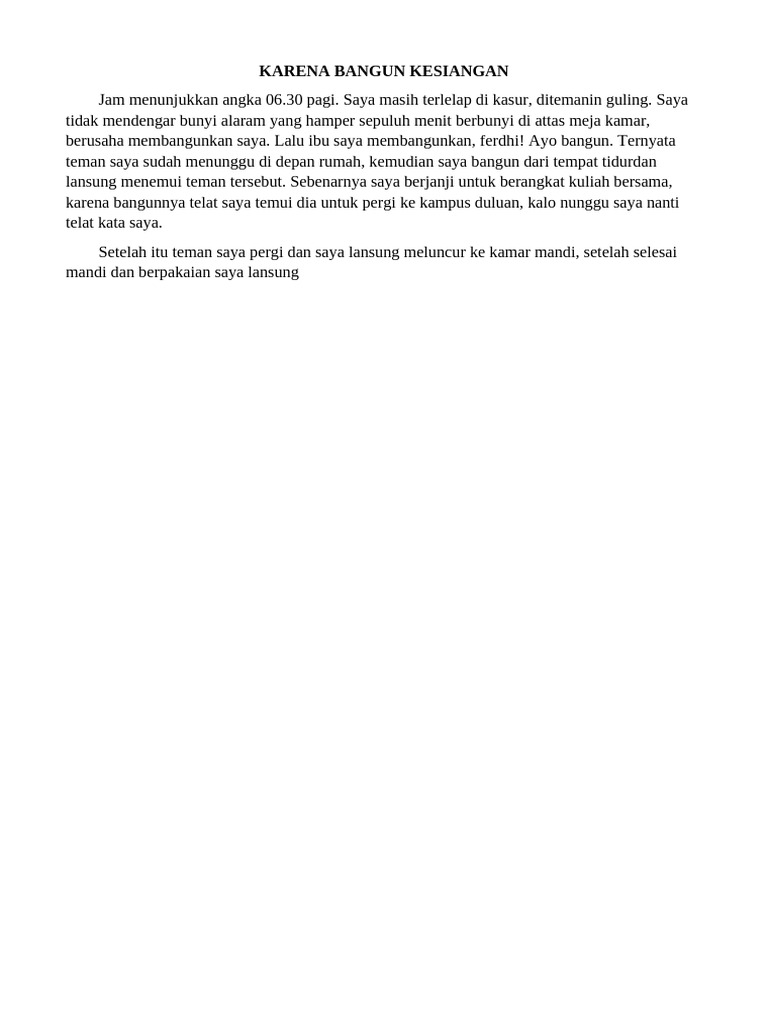 Karena Bangun Kesiangan | PDF | Pengembangan Diri | Fiksi Misteri, Thriller, & Kejahatan