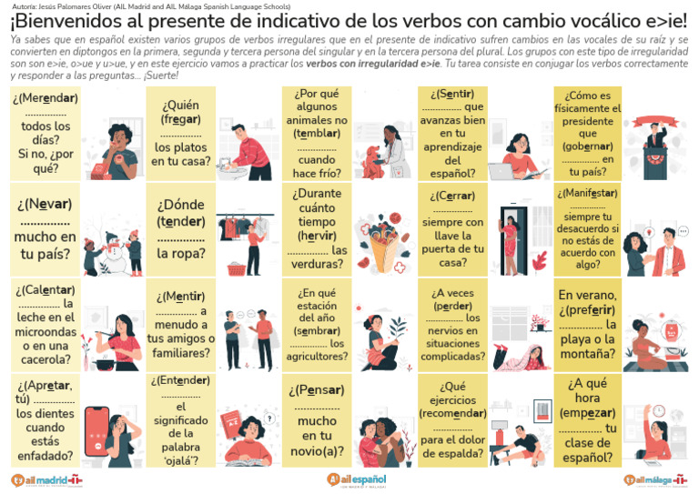 Actividad Espanol Presente Irregular Verbos Diptongo | PDF | Verbo ...