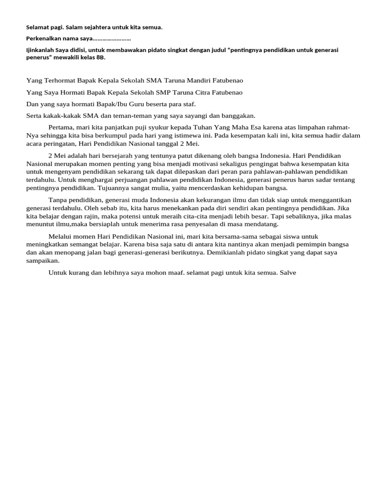 Teks Pidato Hari Nasional | PDF