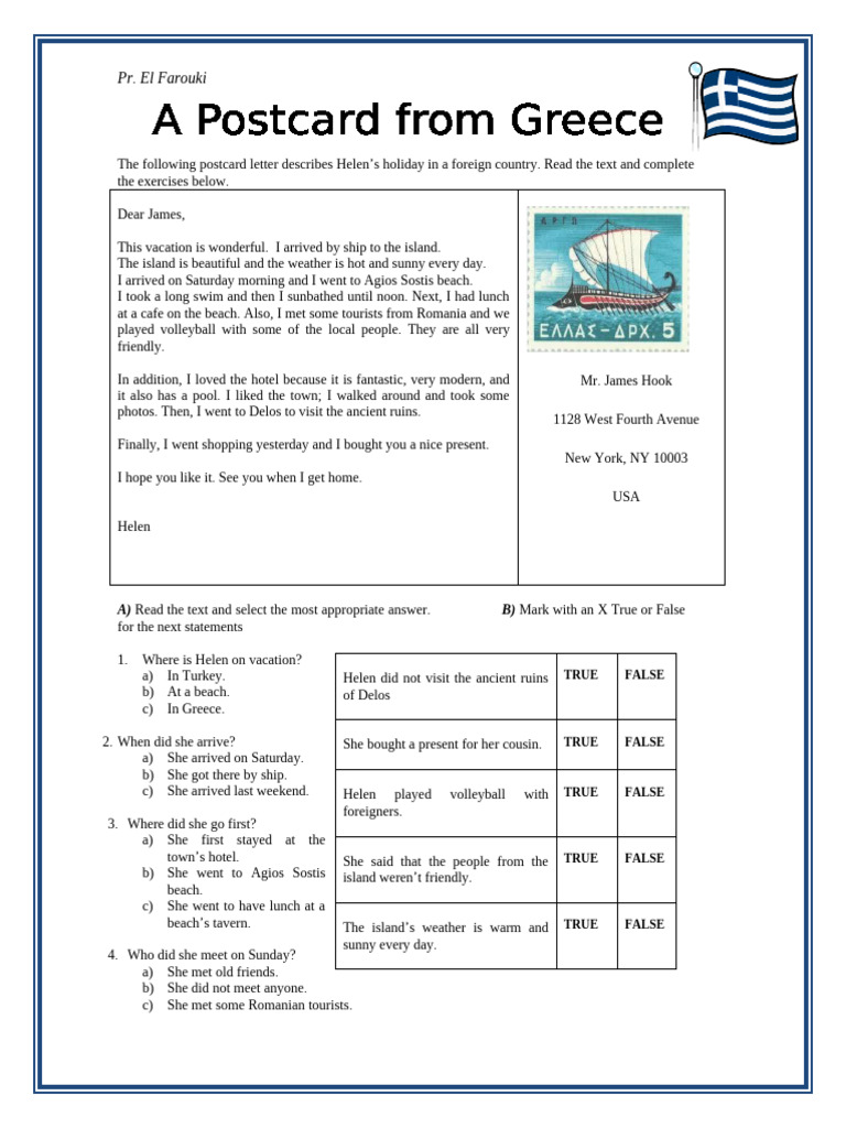 Postcard Writing Exercise | PDF | Social Science