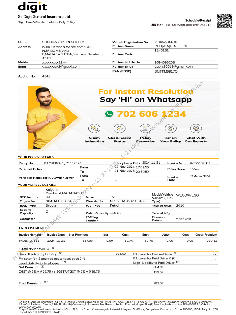 Insurance Copy Format 3 | PDF | Driver's License | Civil Law (Legal System)