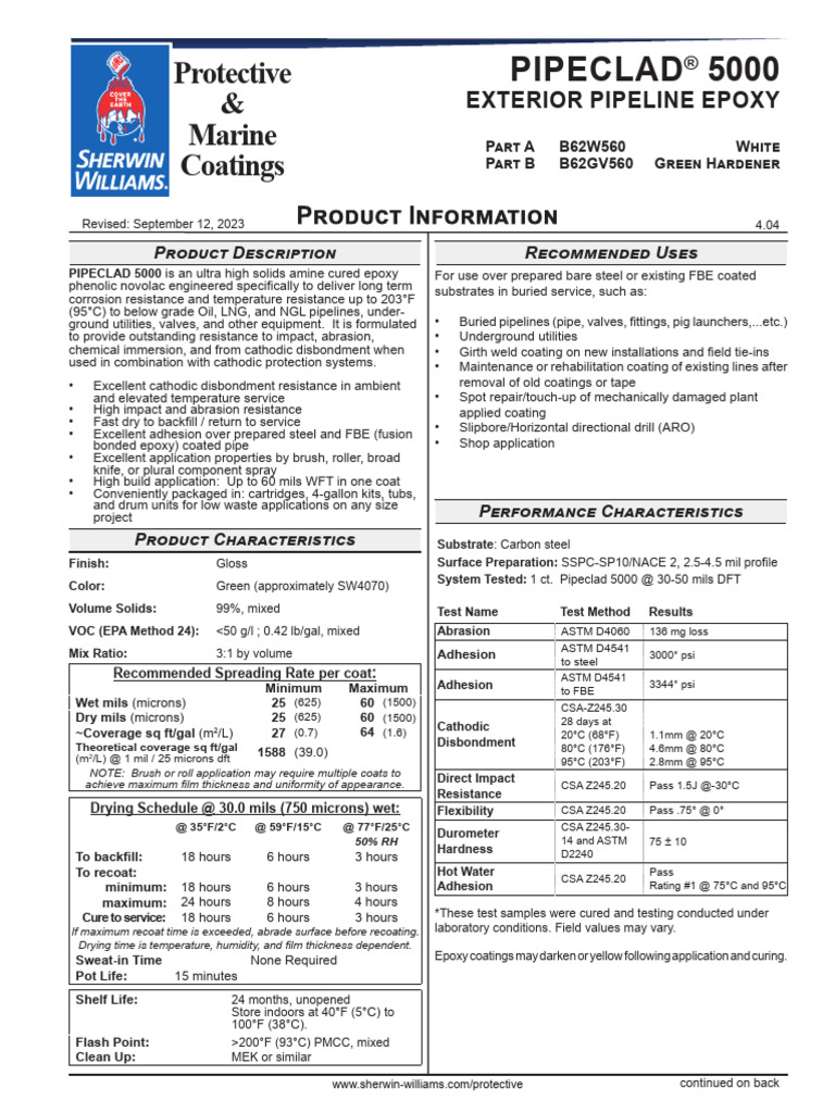 Pipeclad 5000 | PDF | Materials | Industrial Processes