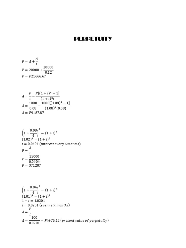 Handout 90 Solved Problems in Perpetuity Compress | PDF | Present Value | Money