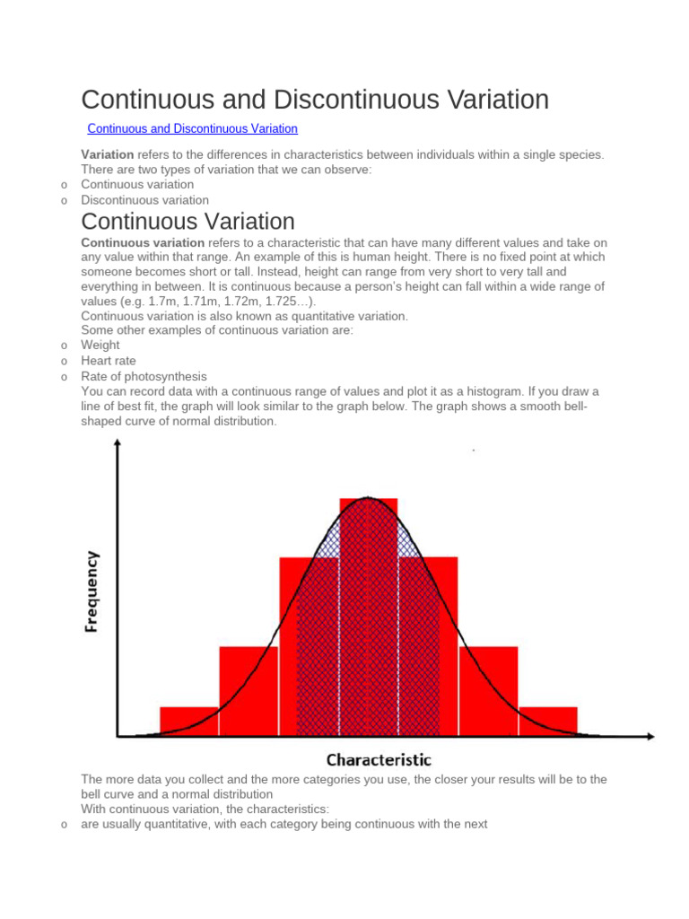 Continuous and Discontinuous Variation | PDF | Gene | Genetics