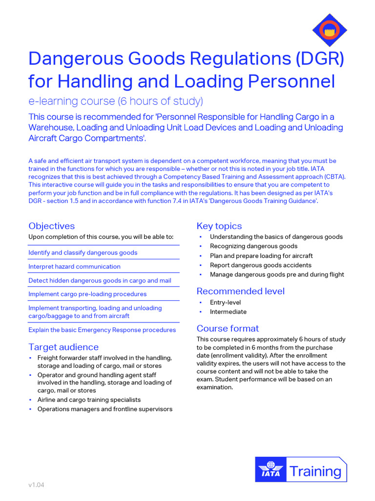 7.4 DGR For Handling and Loading Personnel | PDF | Dangerous Goods | Cargo